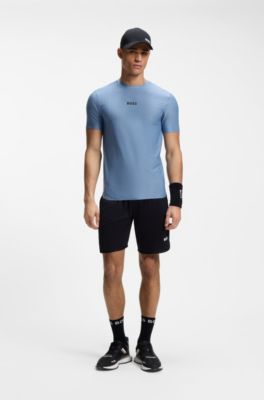 BOSS active jacquard-stripe slim-fit t-shirt with logo print